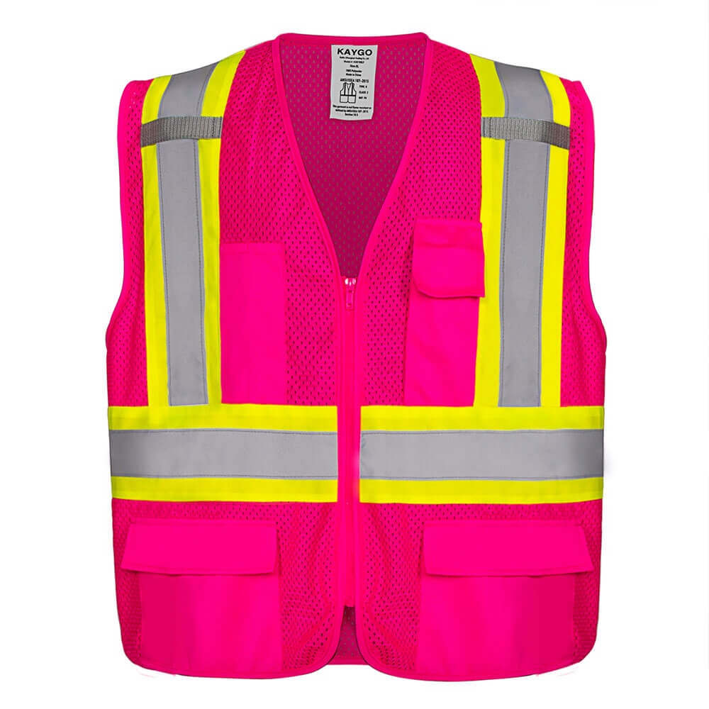 KAYGO KG0100 ANSI Type R Class 2 Reflective Vest With Pockets And Zipper kaygo-kg0100-ansi-type-r-class-2-reflective-vest-with-pockets-and-zipper