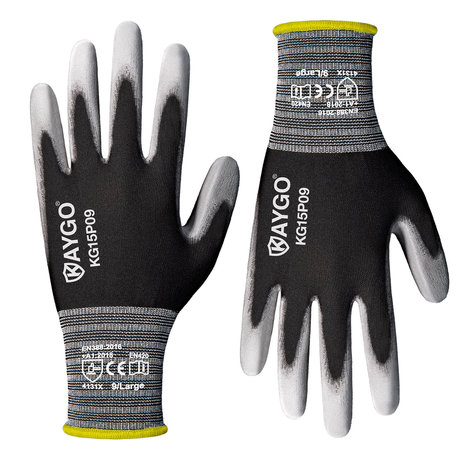 KAYGO® KG15P Seamless Knit Nylon Work Gloves with Polyurethane Coated ...