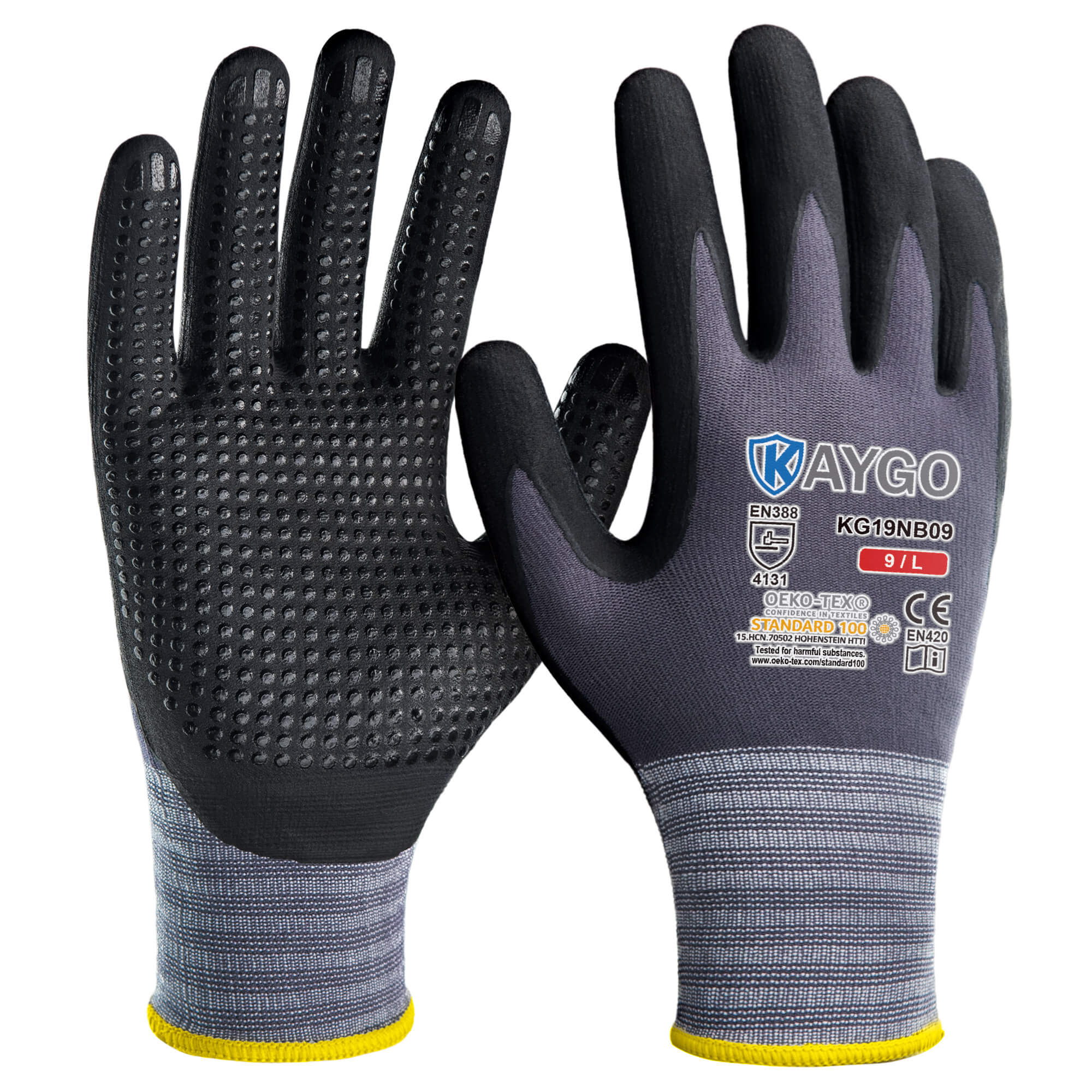 KAYGO® KG19N Seamless Knit Nylon Work Gloves with Micro Dotted Grip