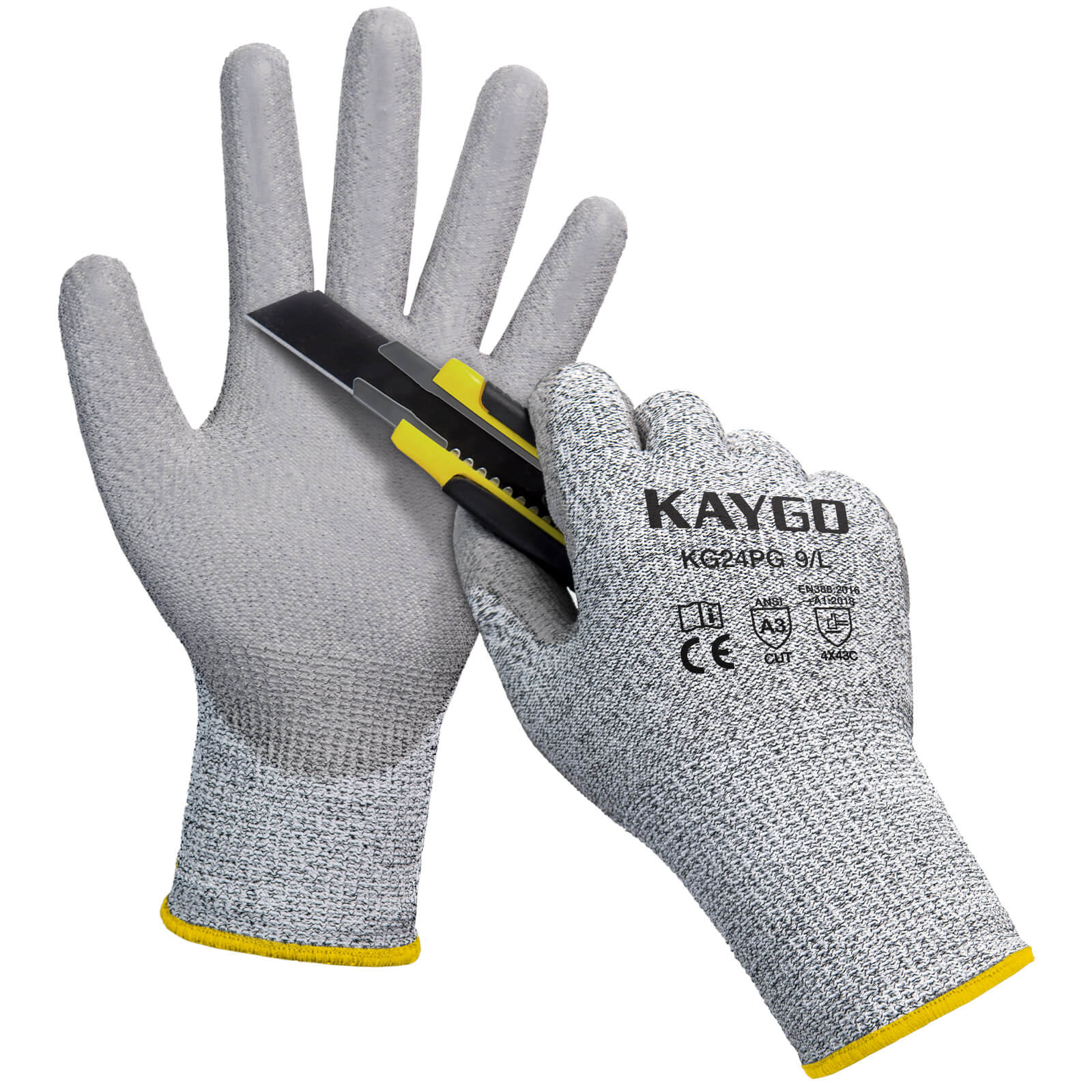 KAYGO® KG24P A3 Cut Resistant Gloves with PU Coated Smooth Grip on Palm ...